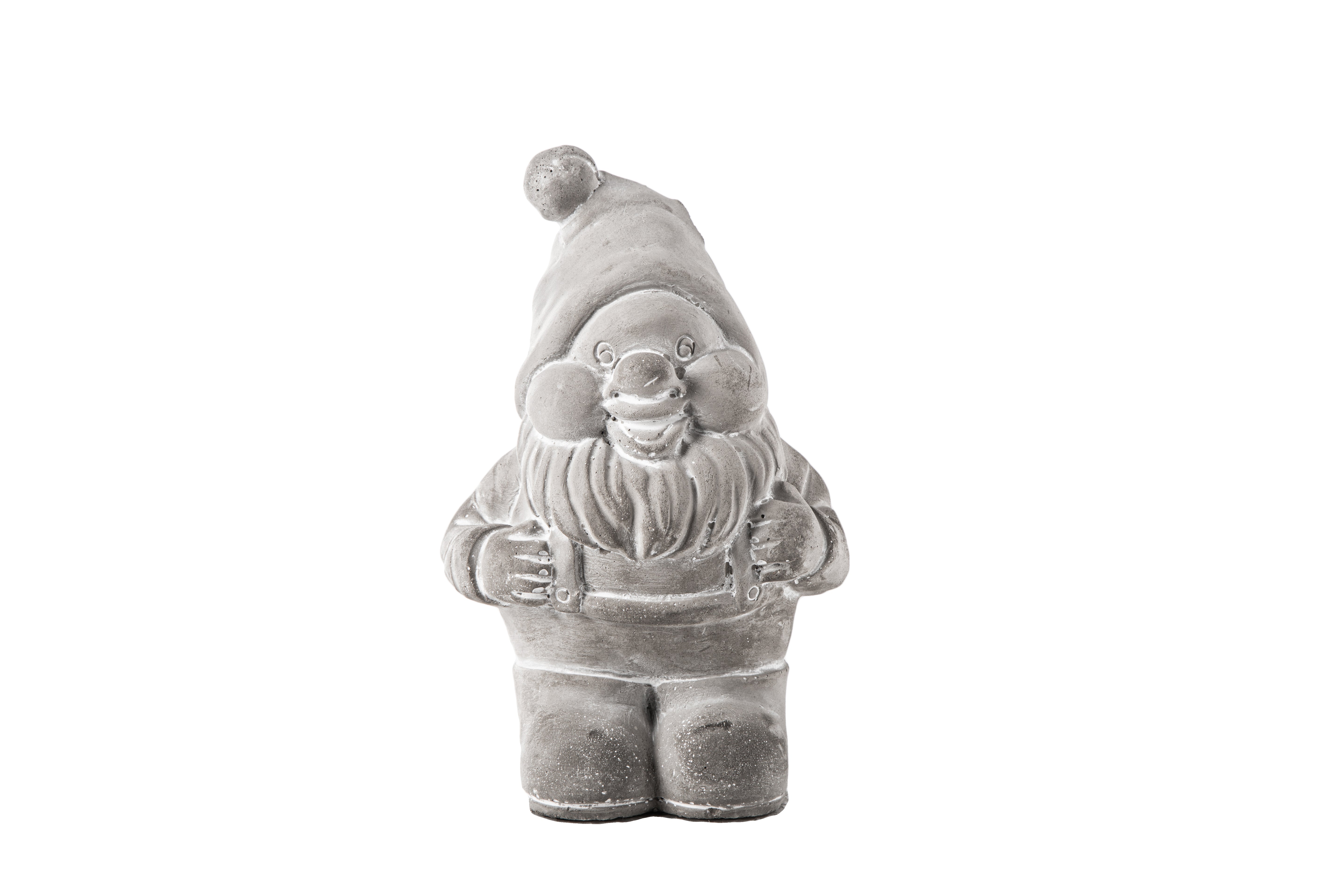 Cement Standing Fat Kid Gnomes Figurine Washed Finish Gray-8.00"H ...