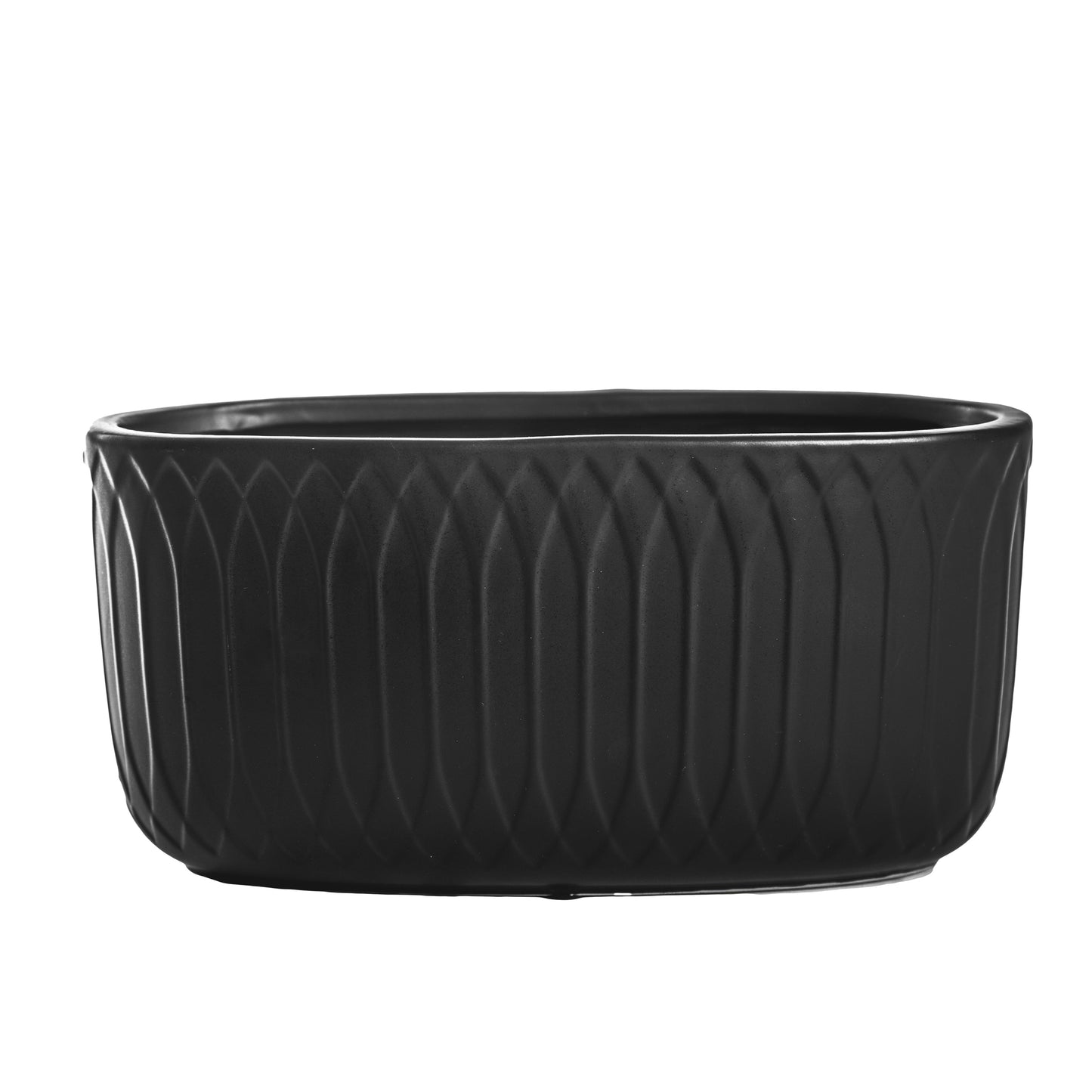 Ceramic Low Oval Pot Matte Finish Black-5.25"H – Urban Trends Collection